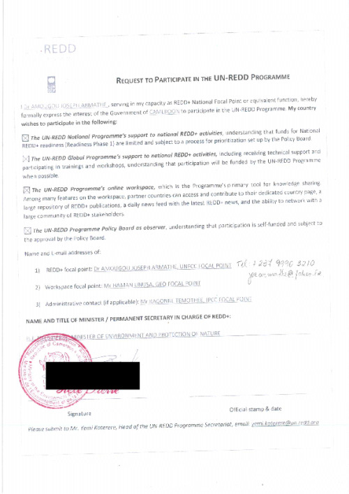 request to participate in the UN-REDD Programme- Cameroon | UNREDD ...